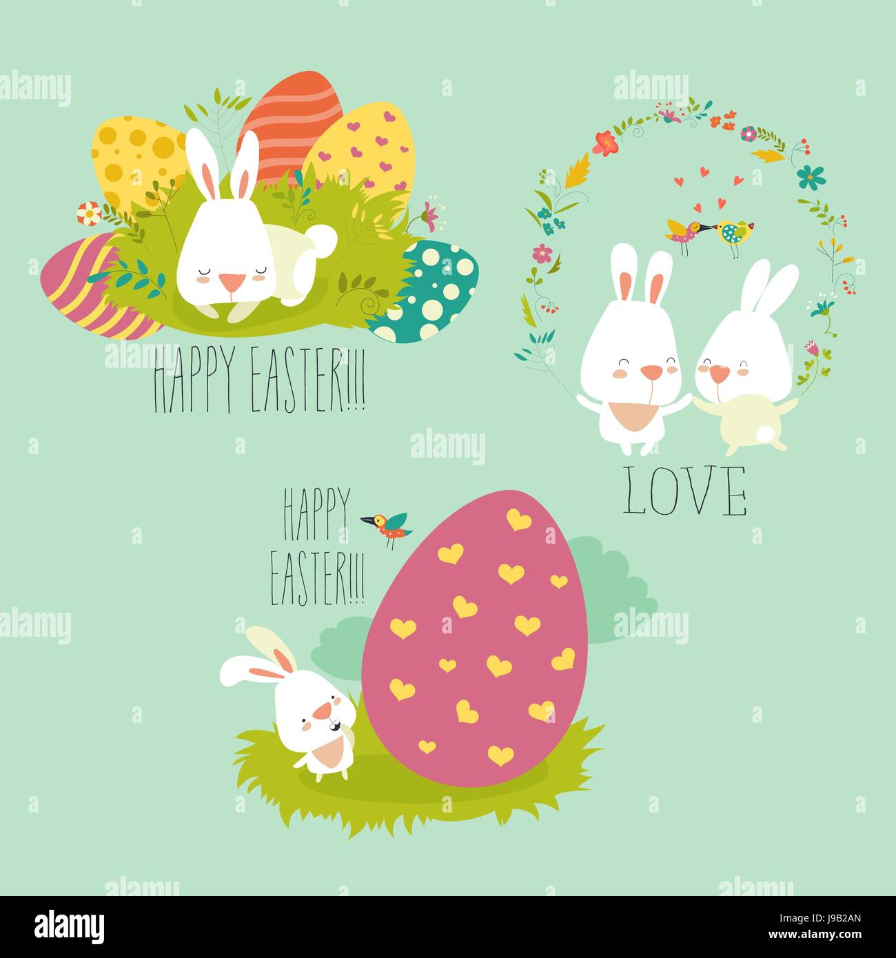 Collection of Easter bunny with colorful egg Stock Vector Image & Art ...