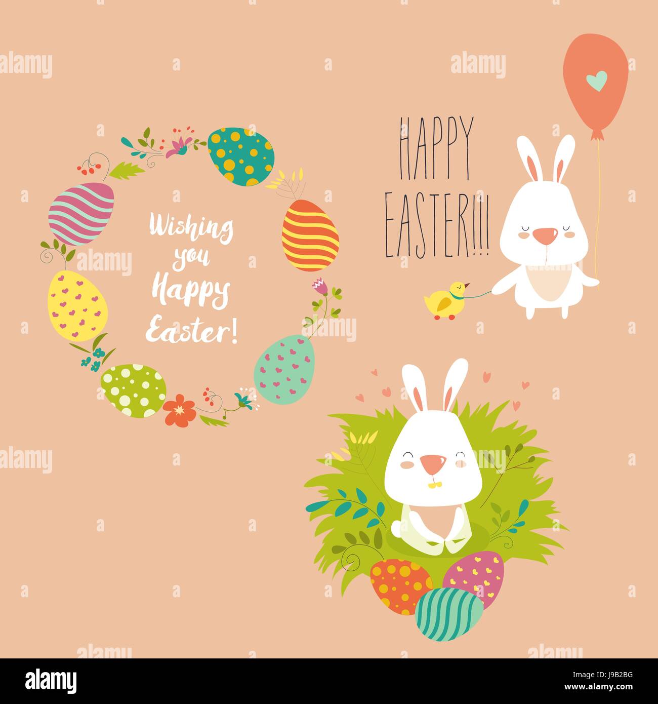Collection of Easter bunny with colorful egg Stock Vector Image & Art ...