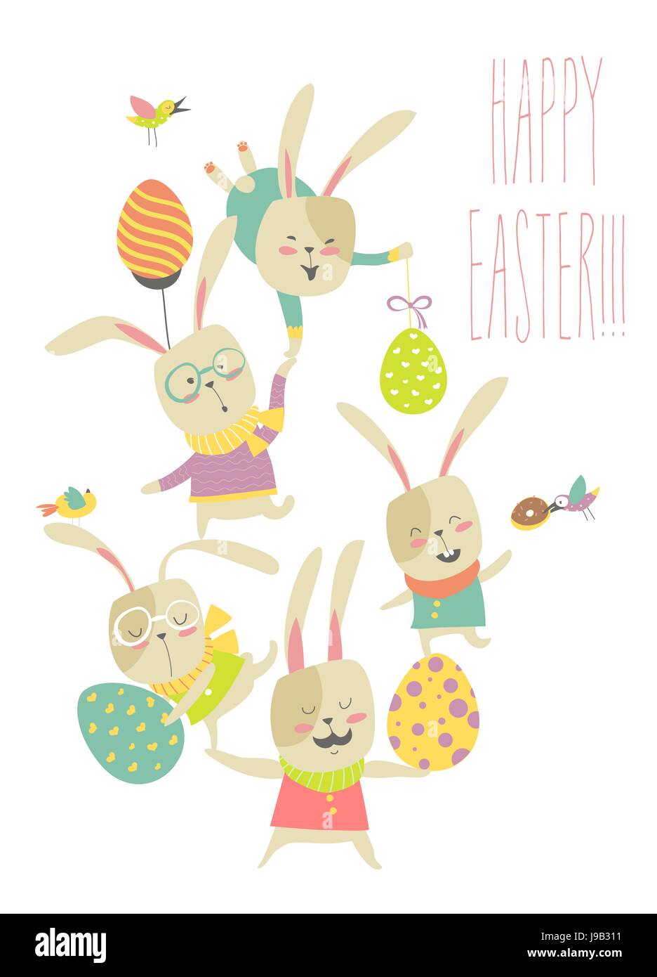 Funny bunnies celebrating Easter Stock Vector Image & Art - Alamy