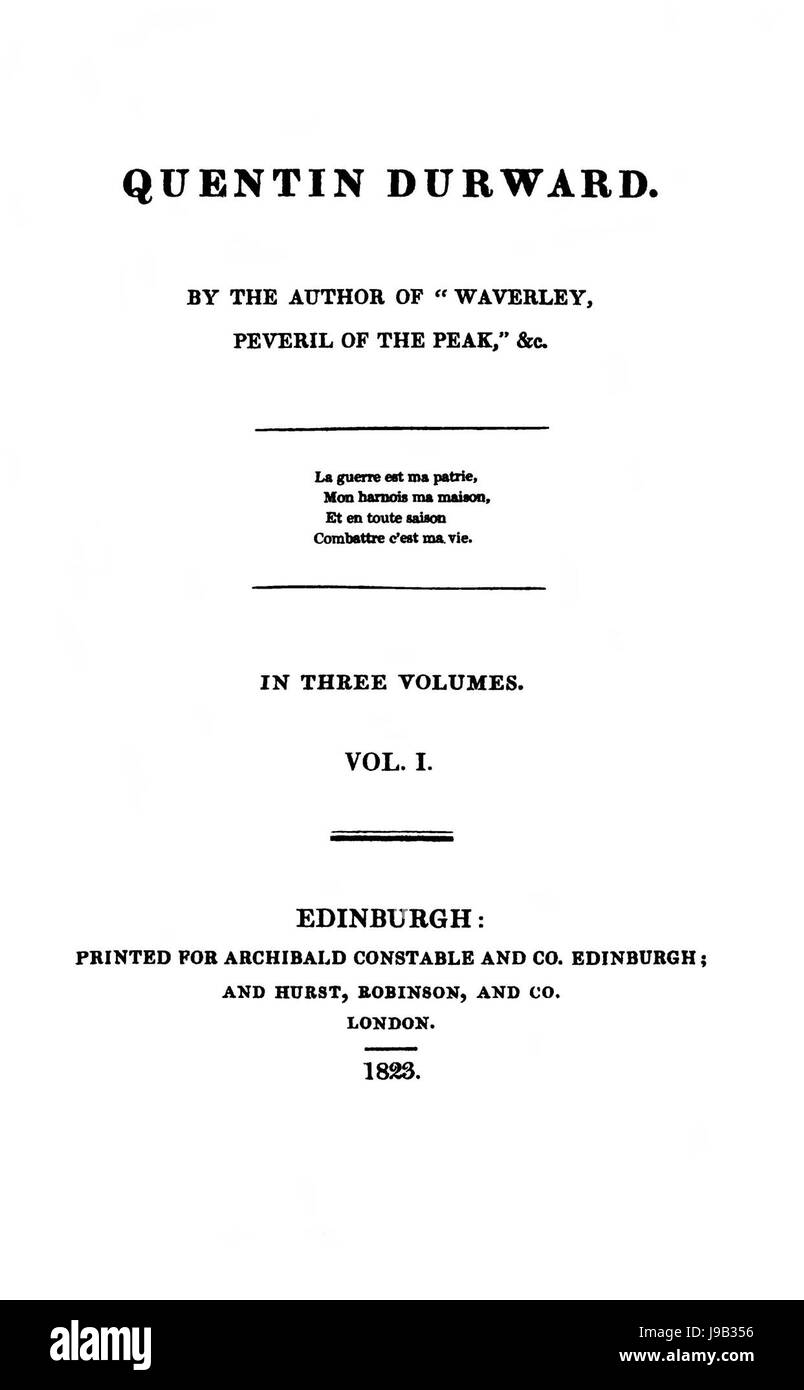 Quentin durward hi-res stock photography and images - Alamy