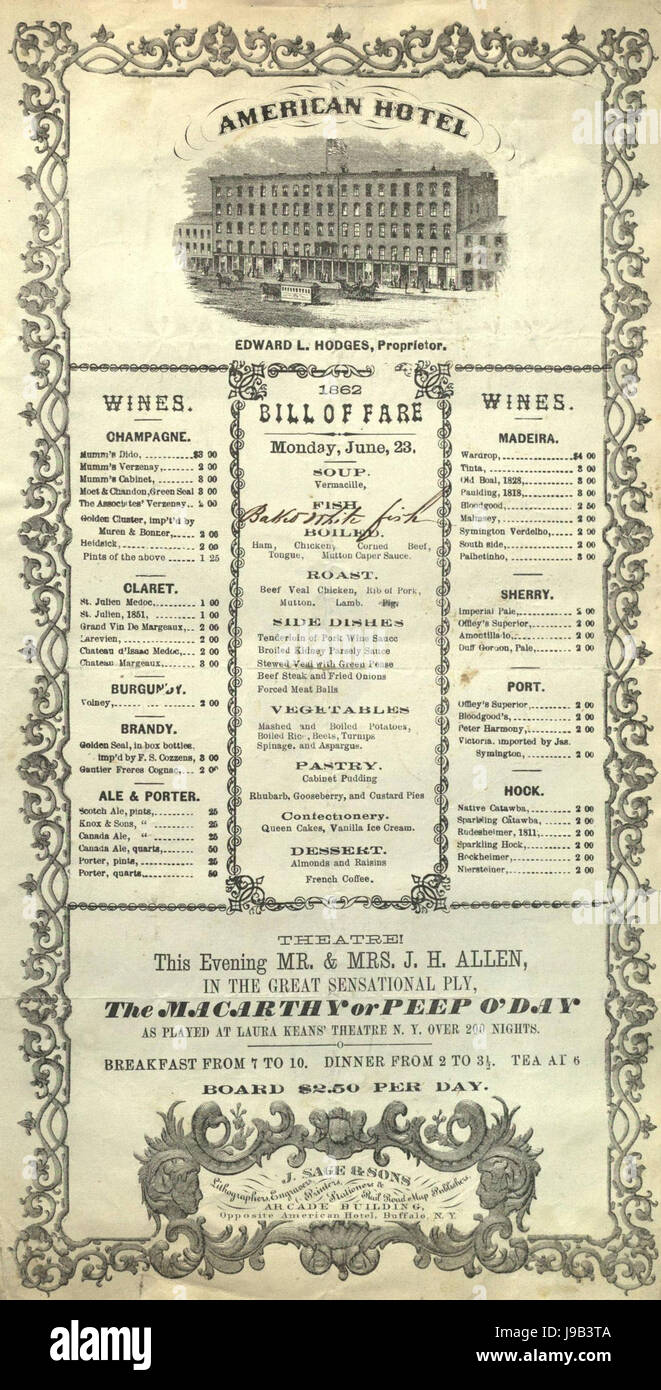 Mid 19th century menu hi-res stock photography and images - Alamy