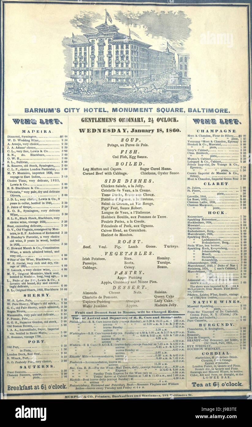 Victorian food menu hi-res stock photography and images - Alamy