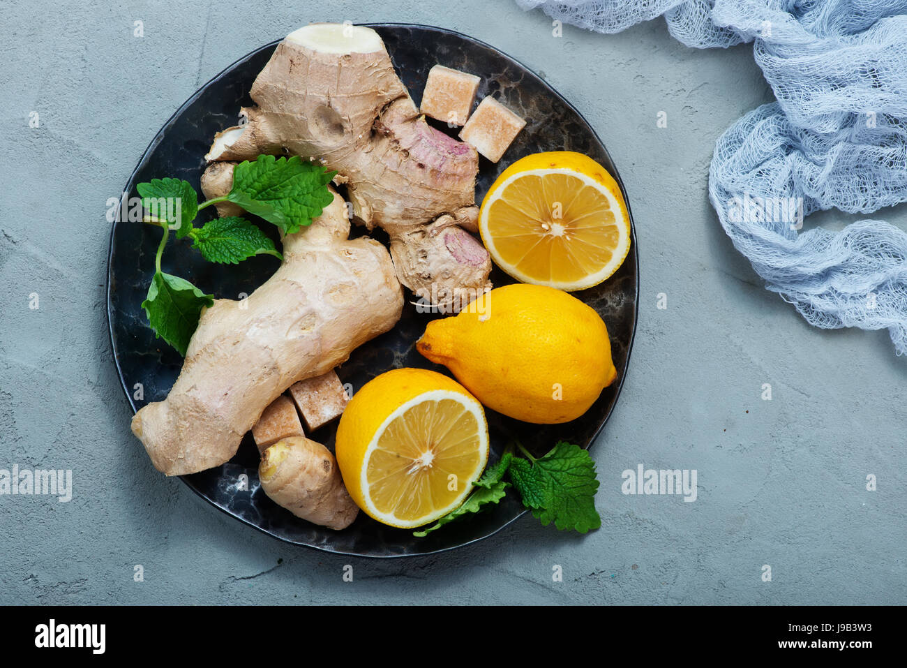 ingredients for tea, fresh products, stock photo Stock Photo - Alamy