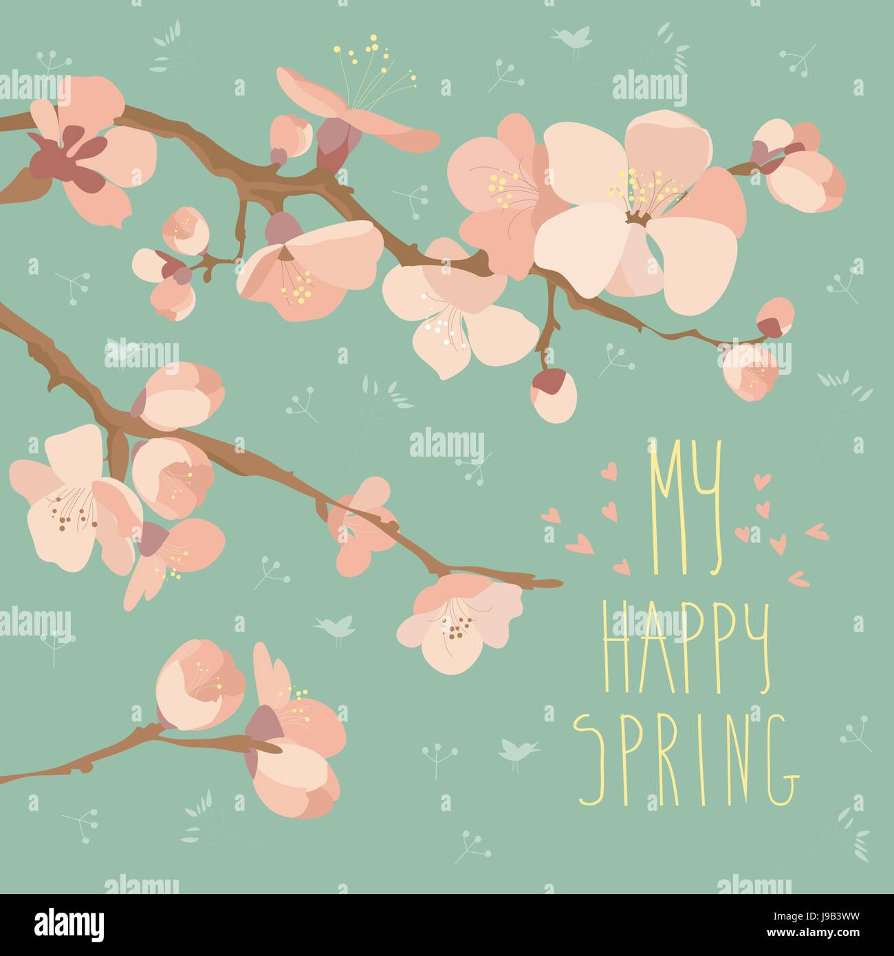 Blooming white spring flowers Stock Vector Images - Alamy