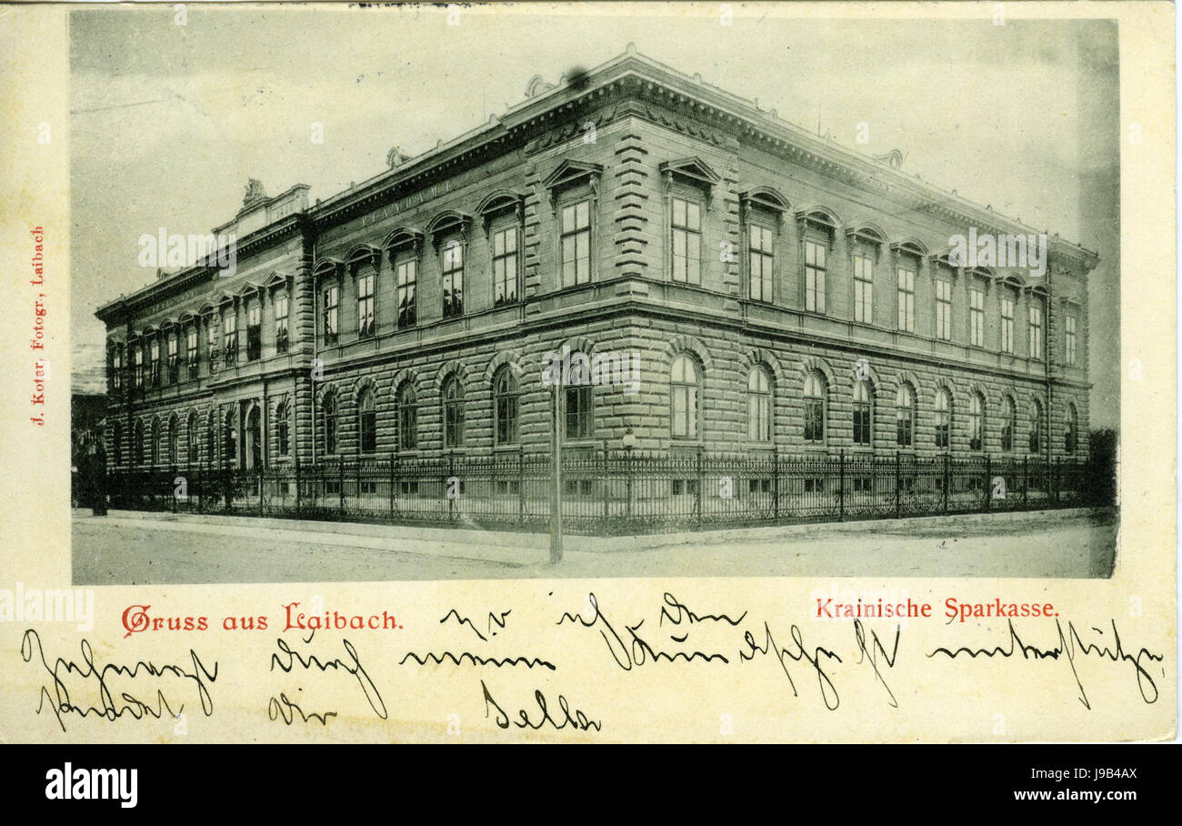 Postcard of Kranjska hranilnica 1899 Stock Photo - Alamy