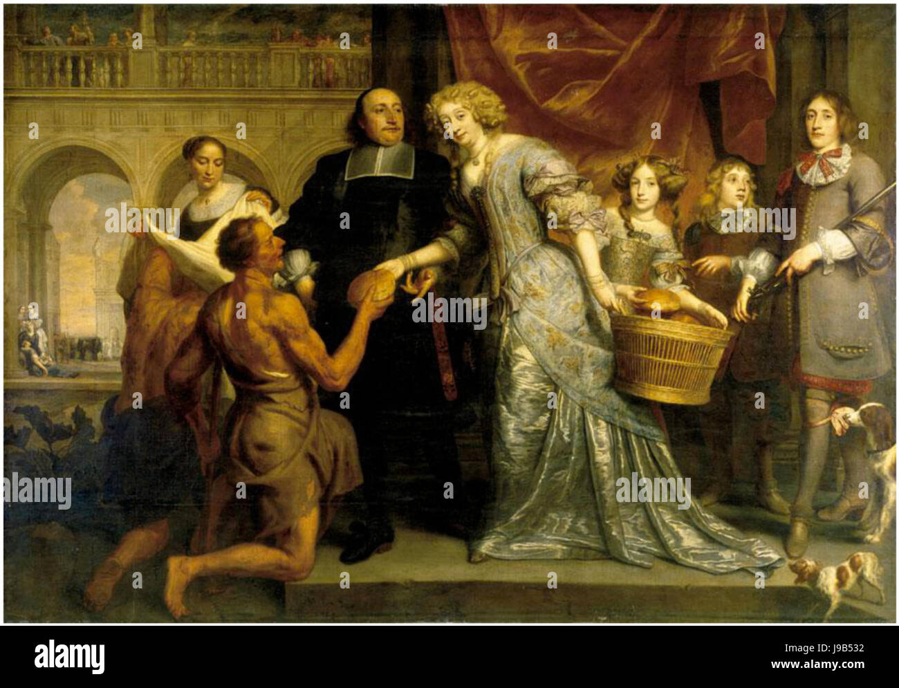 Pieter Thijs Portrait of an almoner with his wife and children as an ...