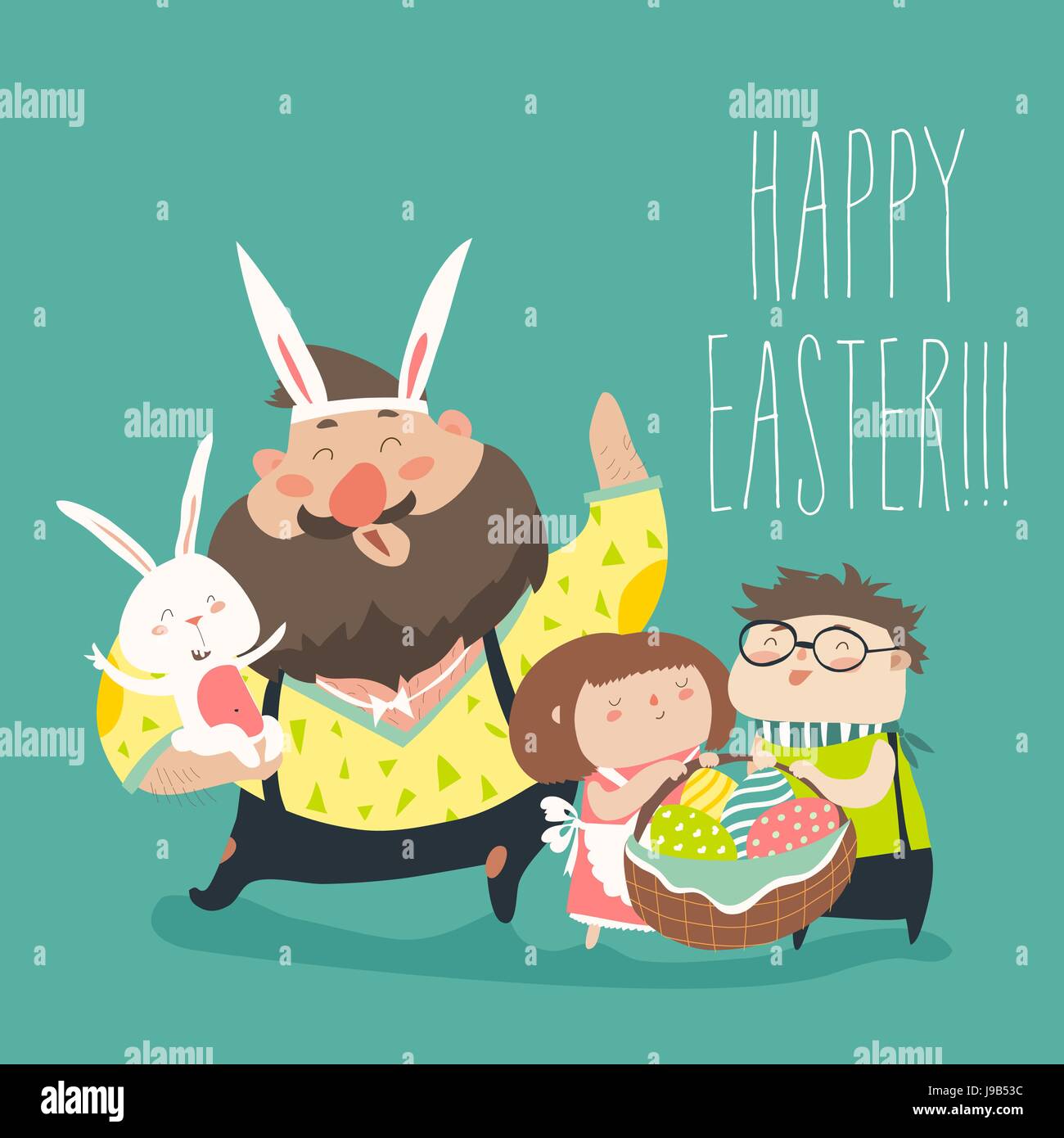Happy father with kids celebrating Easter Stock Vector Image & Art - Alamy