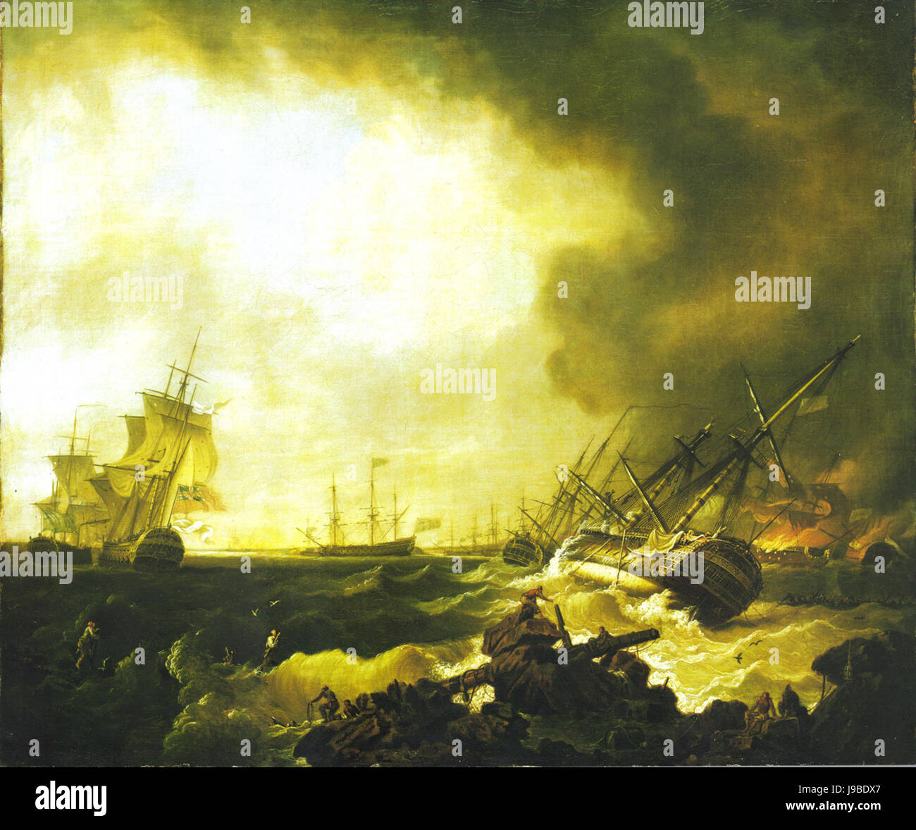 The battle of quiberon bay Stock Photo - Alamy