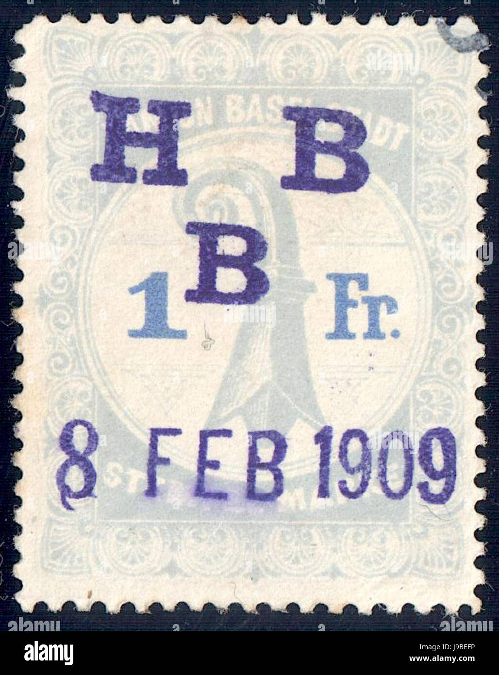 Switzerland Basel 1899 revenue 1Fr 10C Stock Photo - Alamy