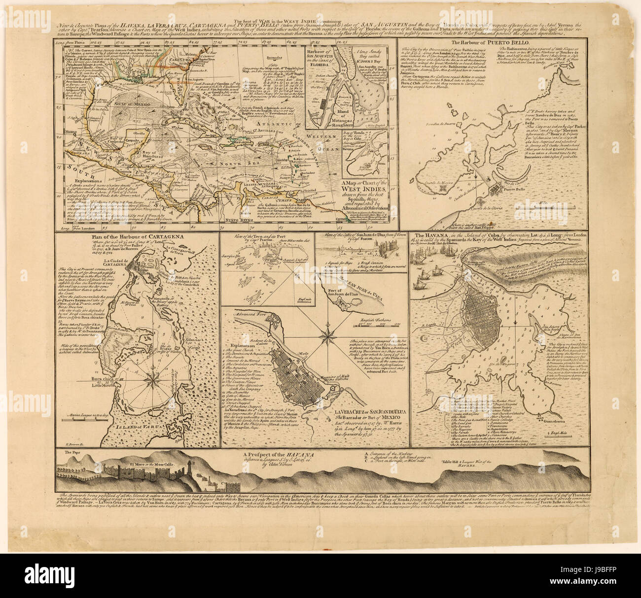 The seat of war in the West Indies 1740 Stock Photo - Alamy