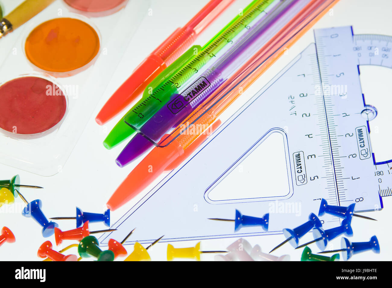 scope from office commodities on a white background Stock Photo - Alamy