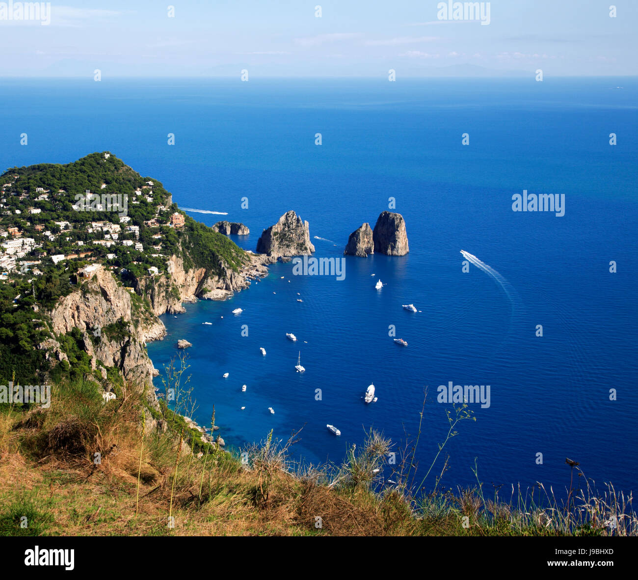 Rock formations Faraglioni, Island Capri, Gulf of Naples, Italy Stock ...