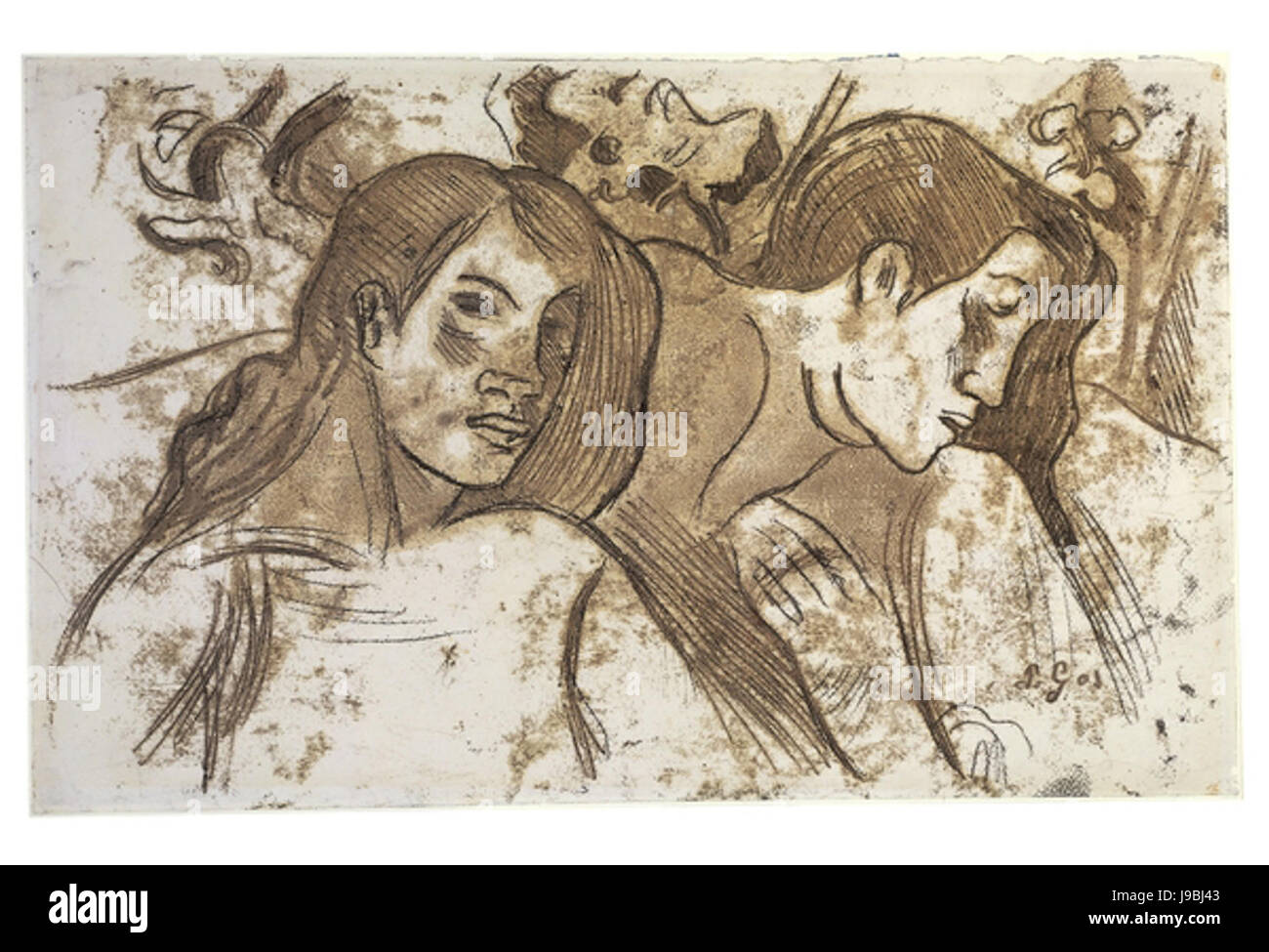Two Marquesans monotype Gauguin Stock Photo - Alamy