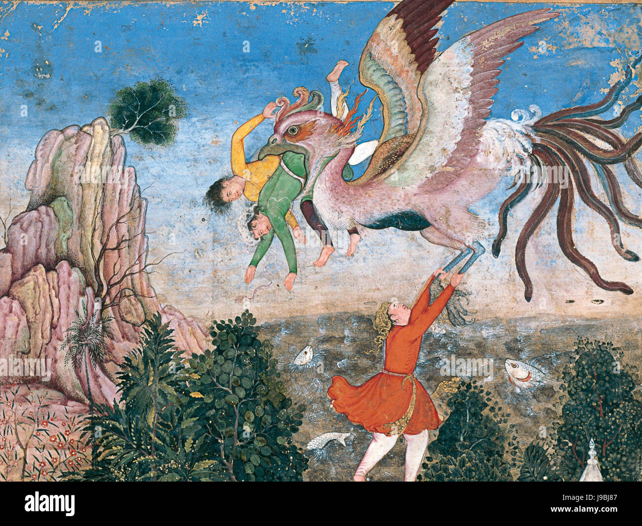 Simurgh carrying a young man Stock Photo - Alamy