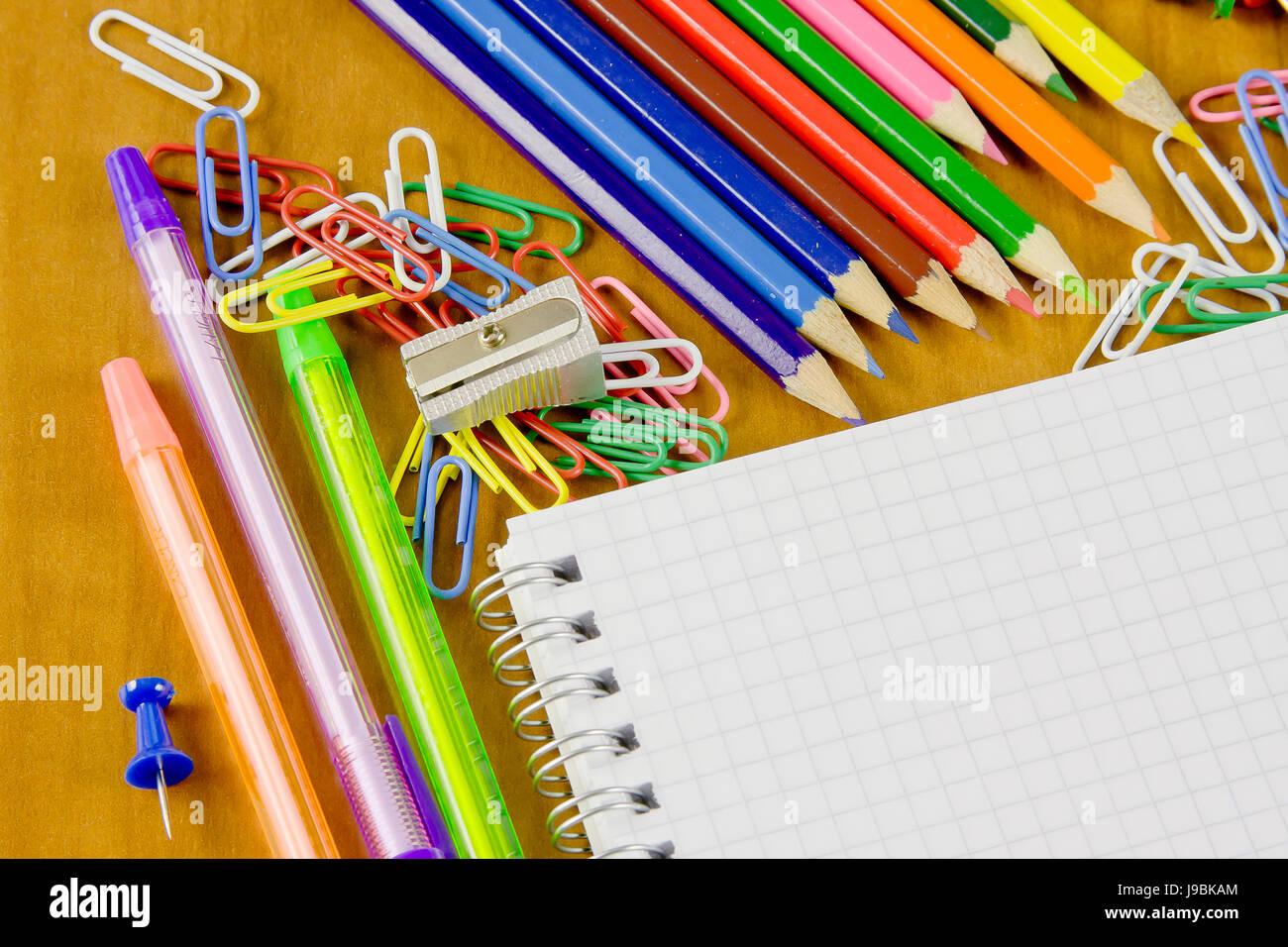 bright school belonging, office commodities Stock Photo - Alamy