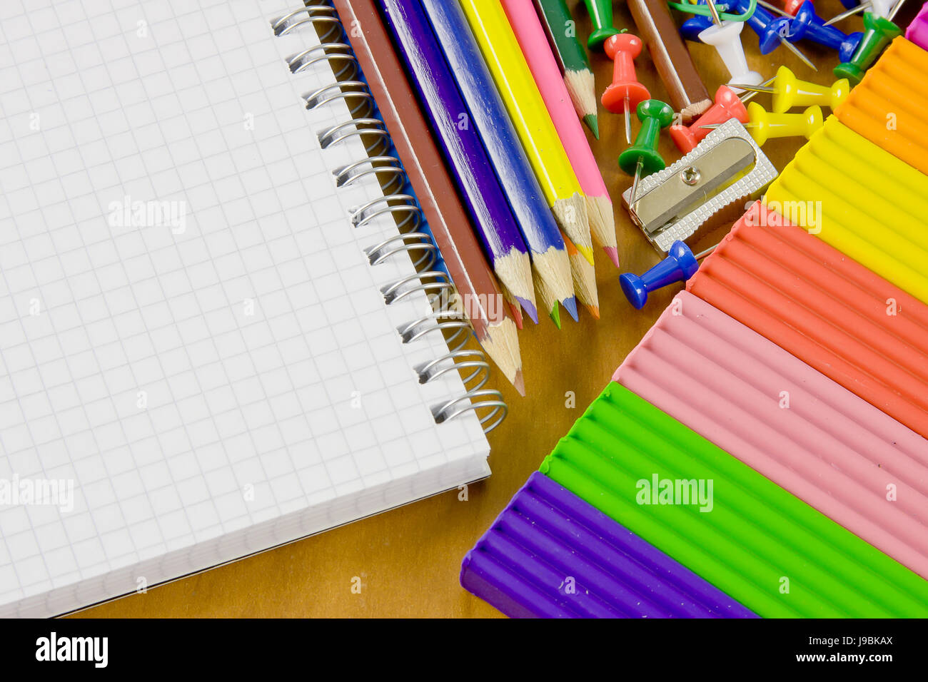 bright school belonging, office commodities Stock Photo - Alamy