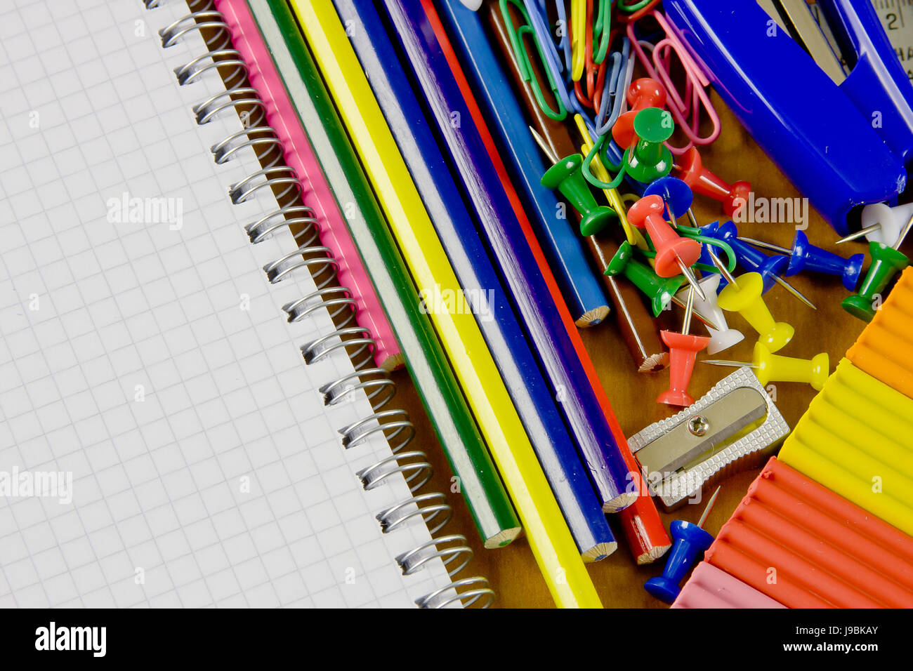 bright school belonging, office commodities Stock Photo - Alamy