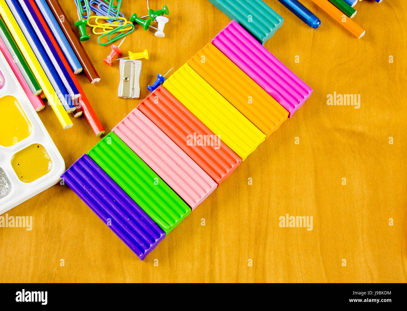 bright school belonging, office commodities Stock Photo - Alamy