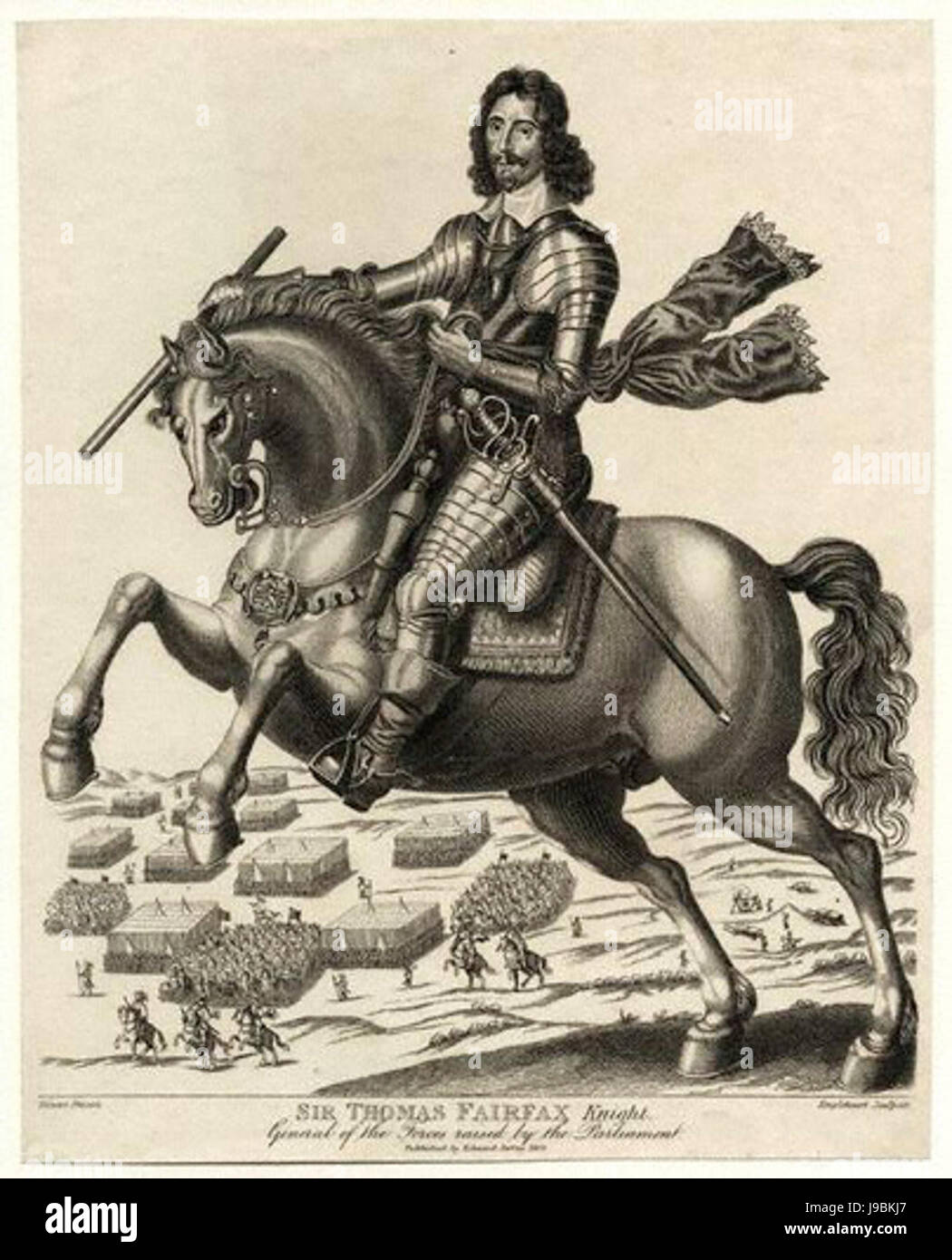 Thomas Fairfax 3rd Baron Fairfax of Cameron line engraving Stock Photo ...