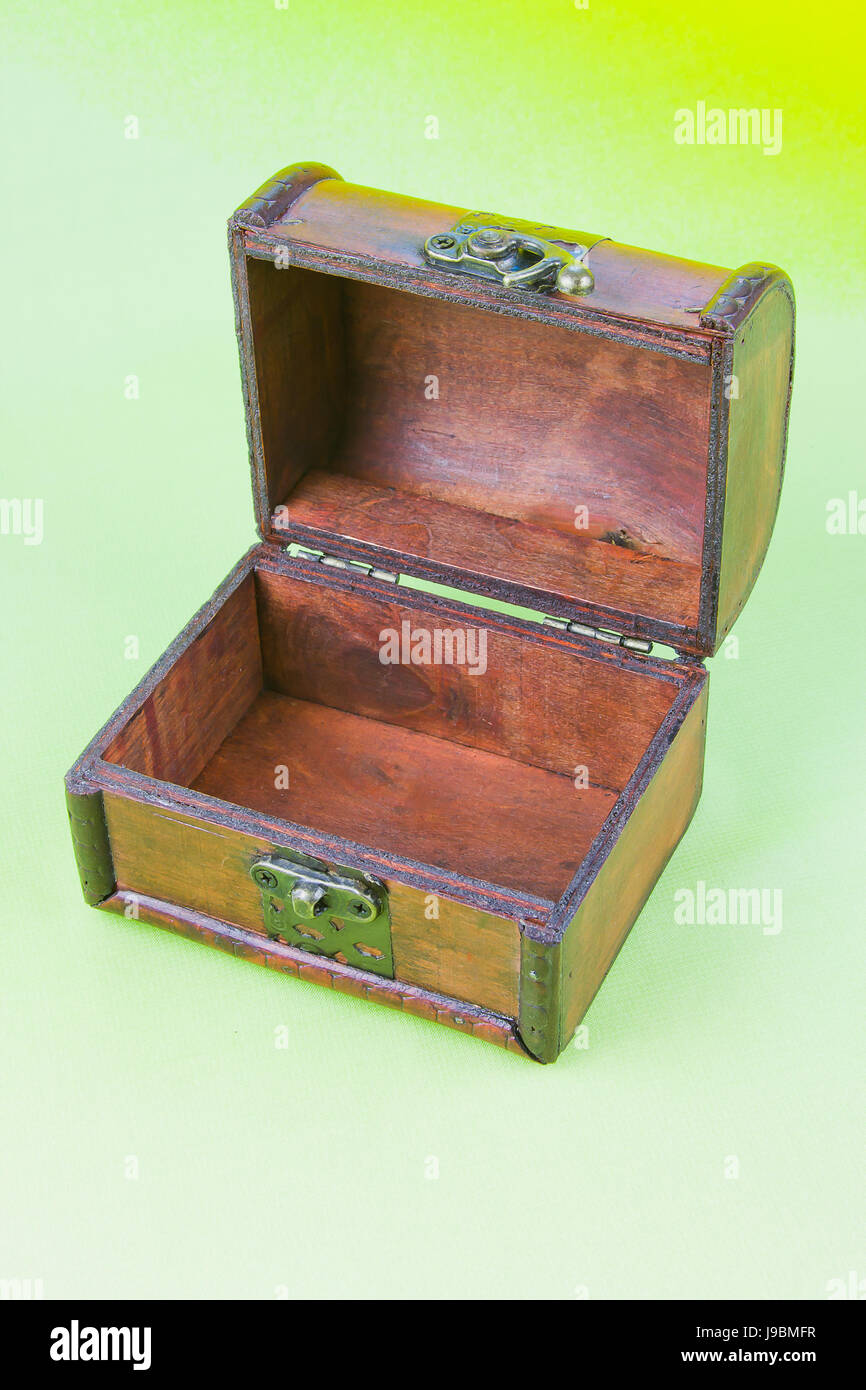 decorative open small box on a light green background Stock Photo - Alamy