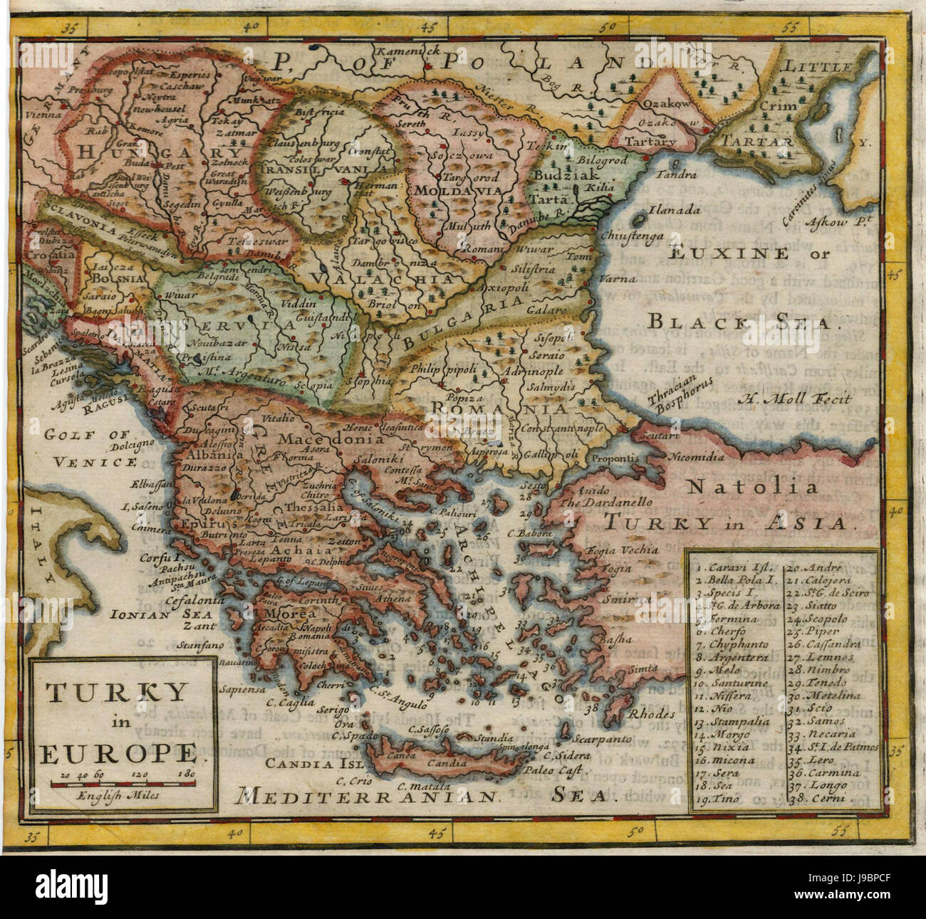 Turky in Europe, 1701 (Moll Stock Photo - Alamy