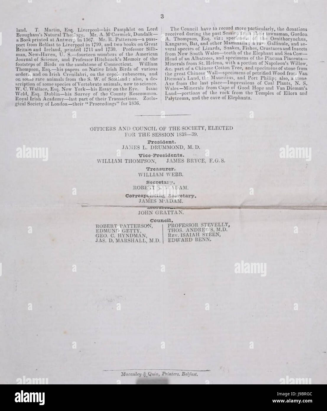 1838 report hi-res stock photography and images - Alamy