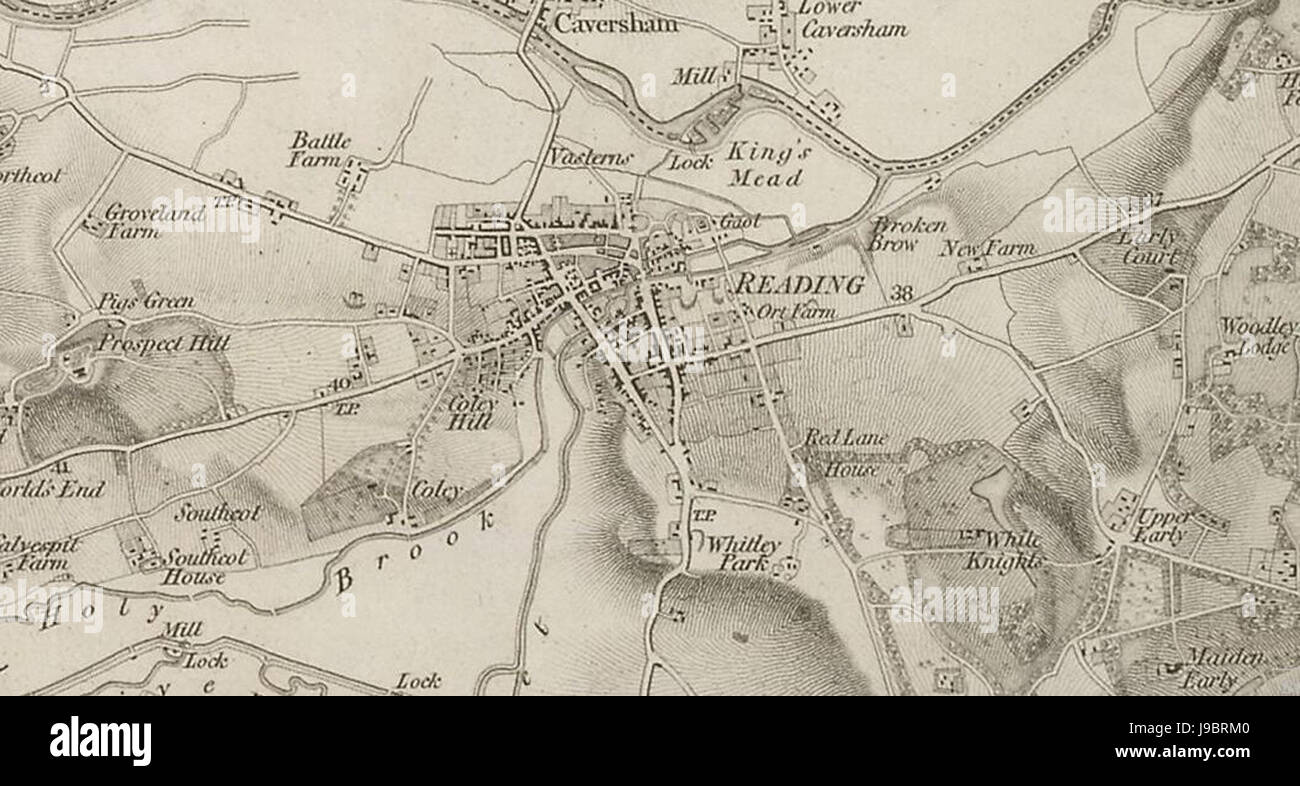 Reading OS map 1830 Stock Photo - Alamy