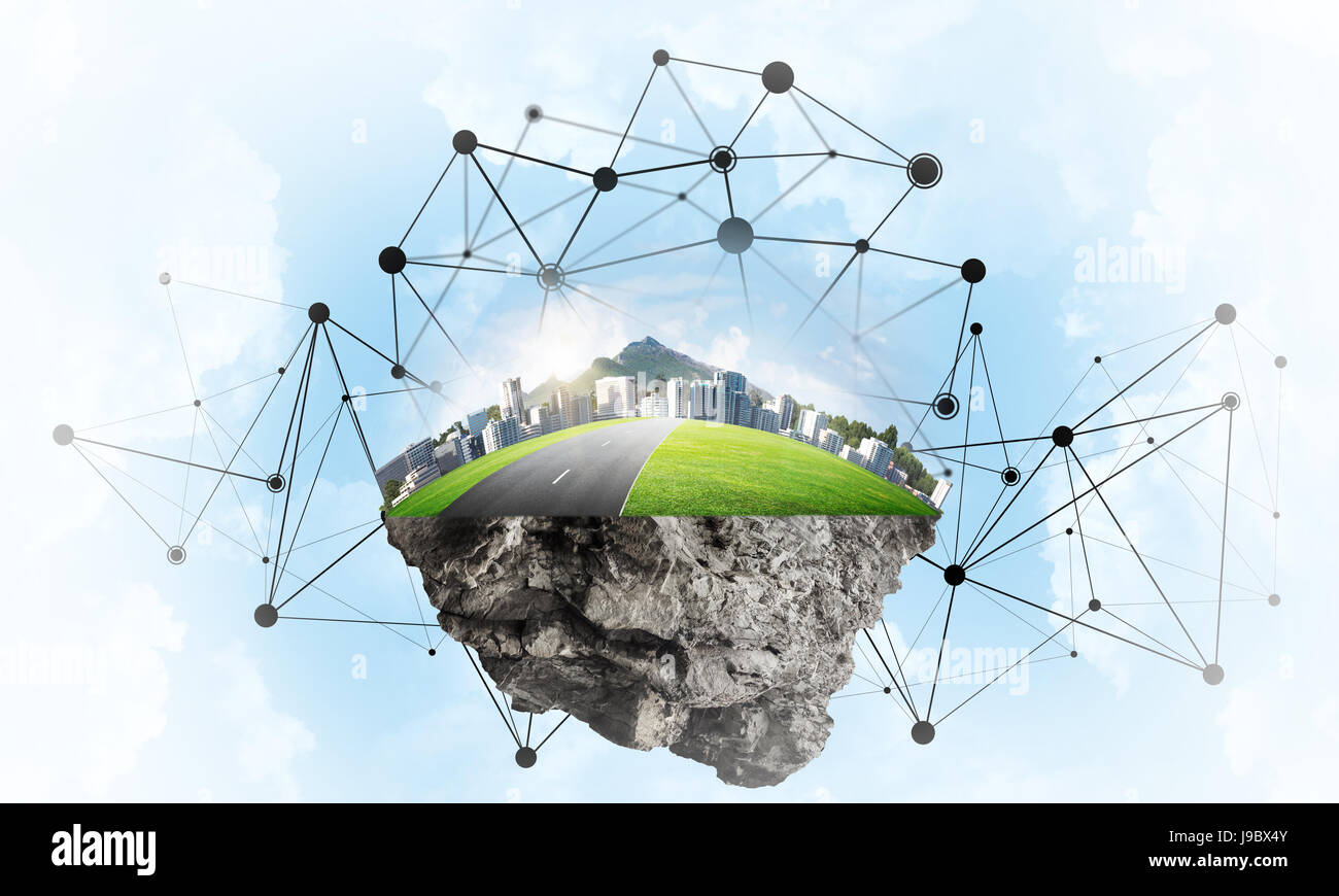 Concept of modern networking technologies and eco green construction ...
