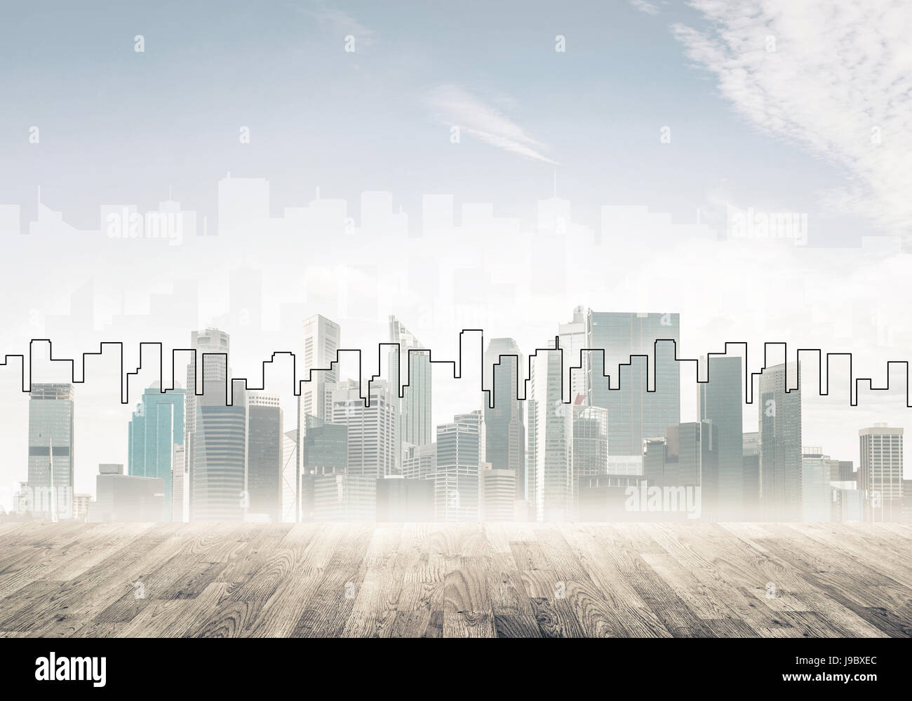 Background image with city center view as modern business life c Stock ...