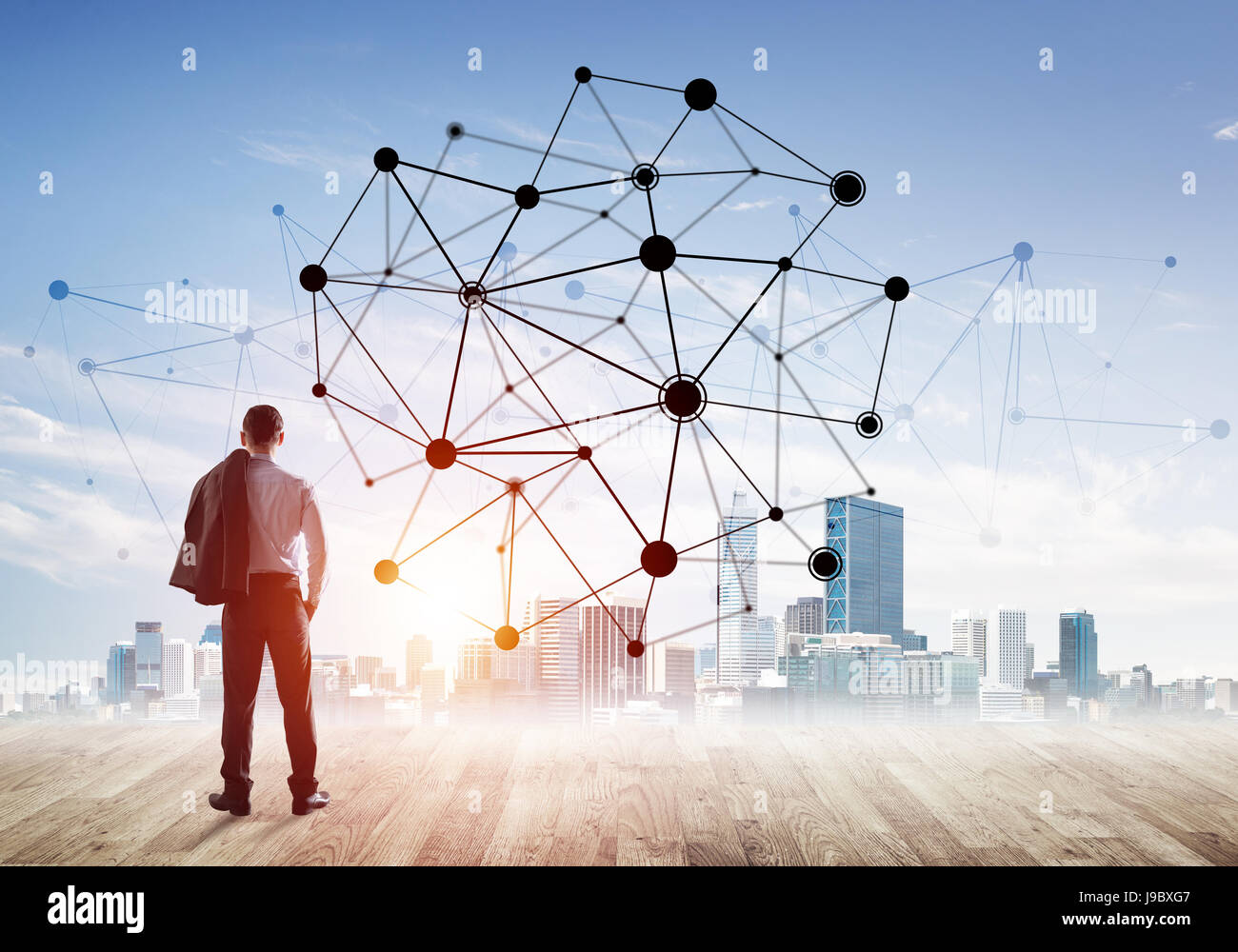 International business networking and social connection against modern ...