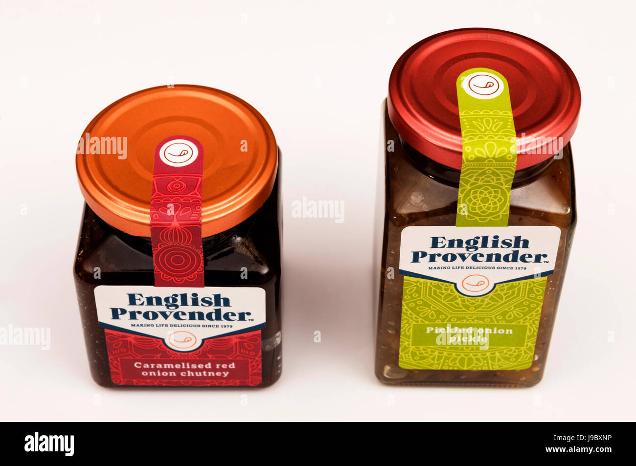 English Provender onion chutney and picked onion pickles Stock Photo ...