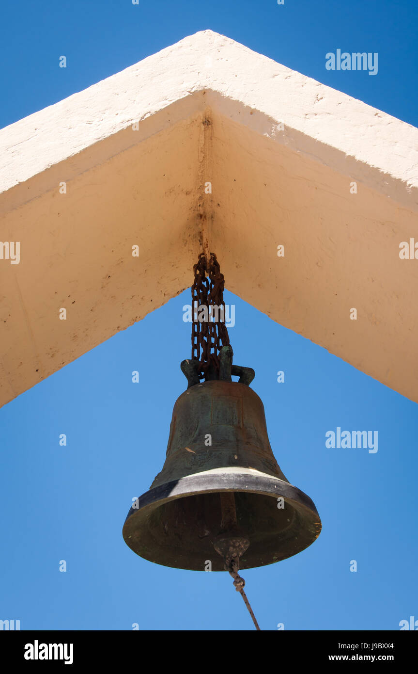 blue, tower, church, greece, greek, bell, firmament, sky, blue, tower ...