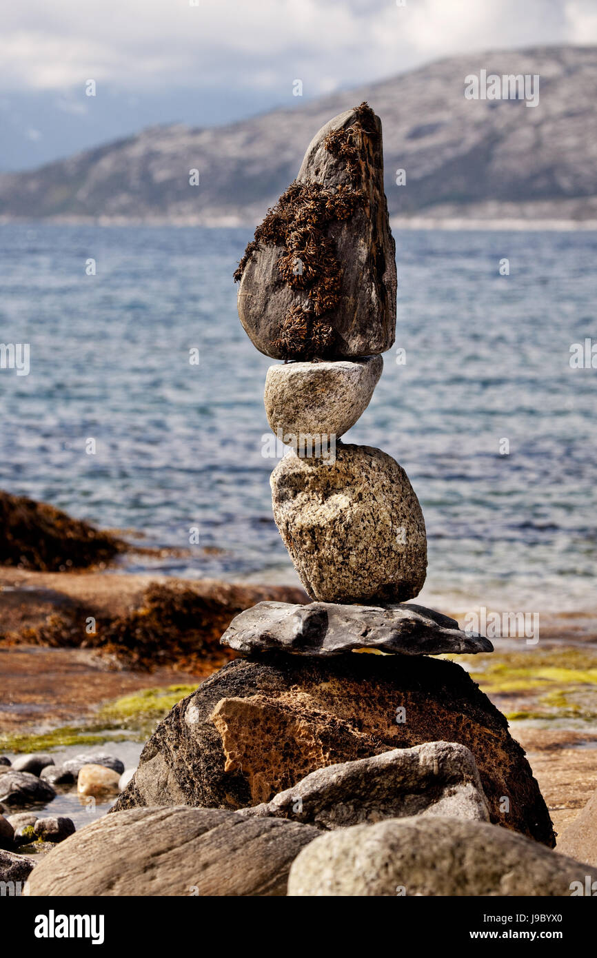 tower, arrangement, build, art, stone, sculpture, rock, norway, coast ...