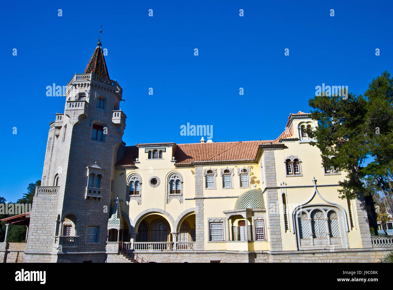blue, tower, tree, trees, stone, shine, shines, bright, lucent, light ...
