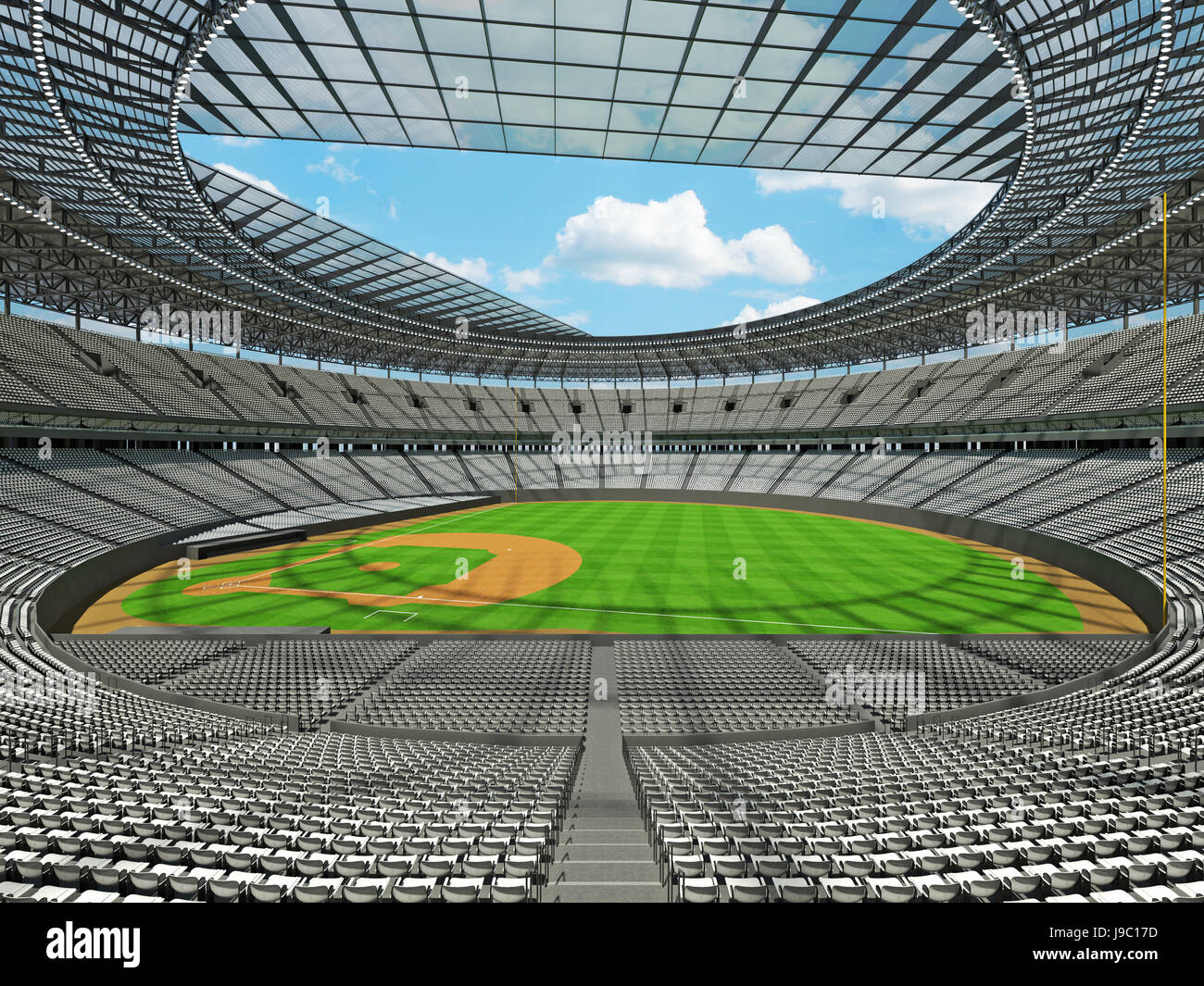 3D render of baseball stadium with white seats for hundred thousand ...
