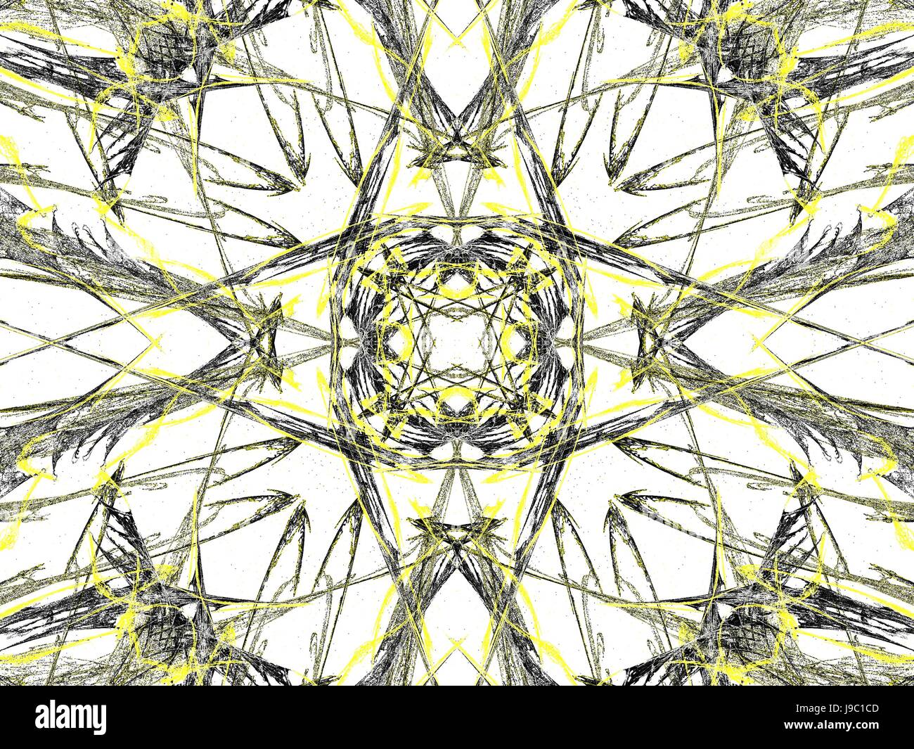 Abstract grunge dirty yellow symmetrical pattern on white background ...