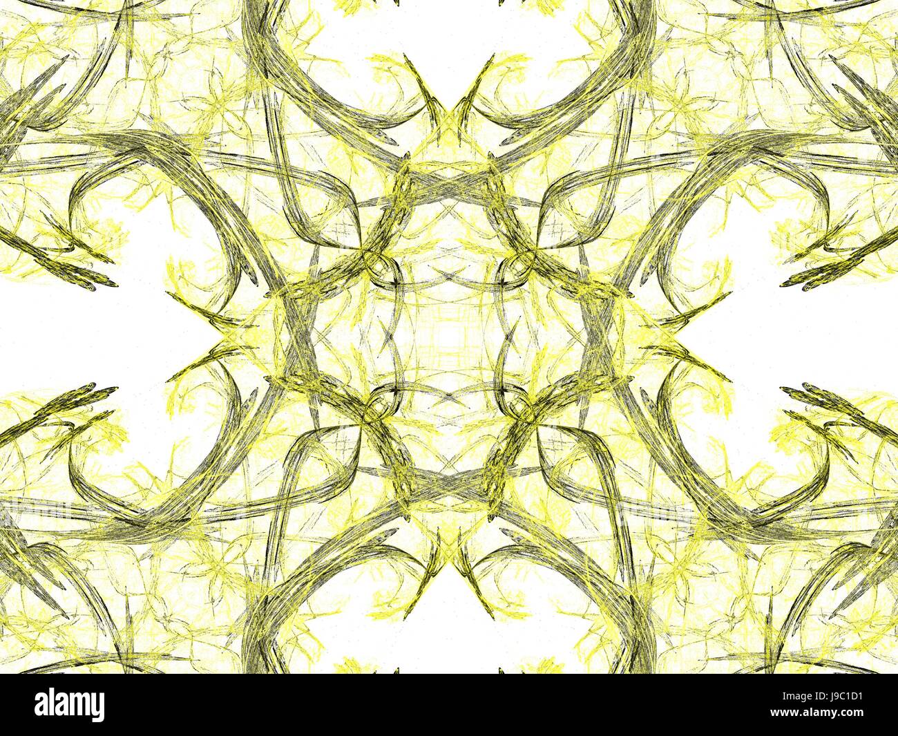 Abstract grunge dirty yellow symmetrical pattern on white background ...
