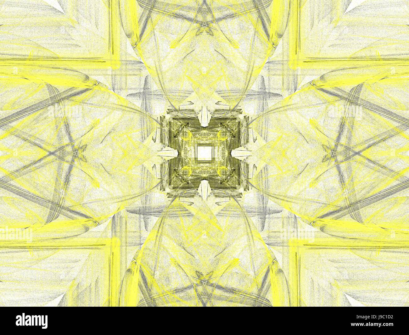 Abstract grunge dirty yellow symmetrical pattern on white background ...