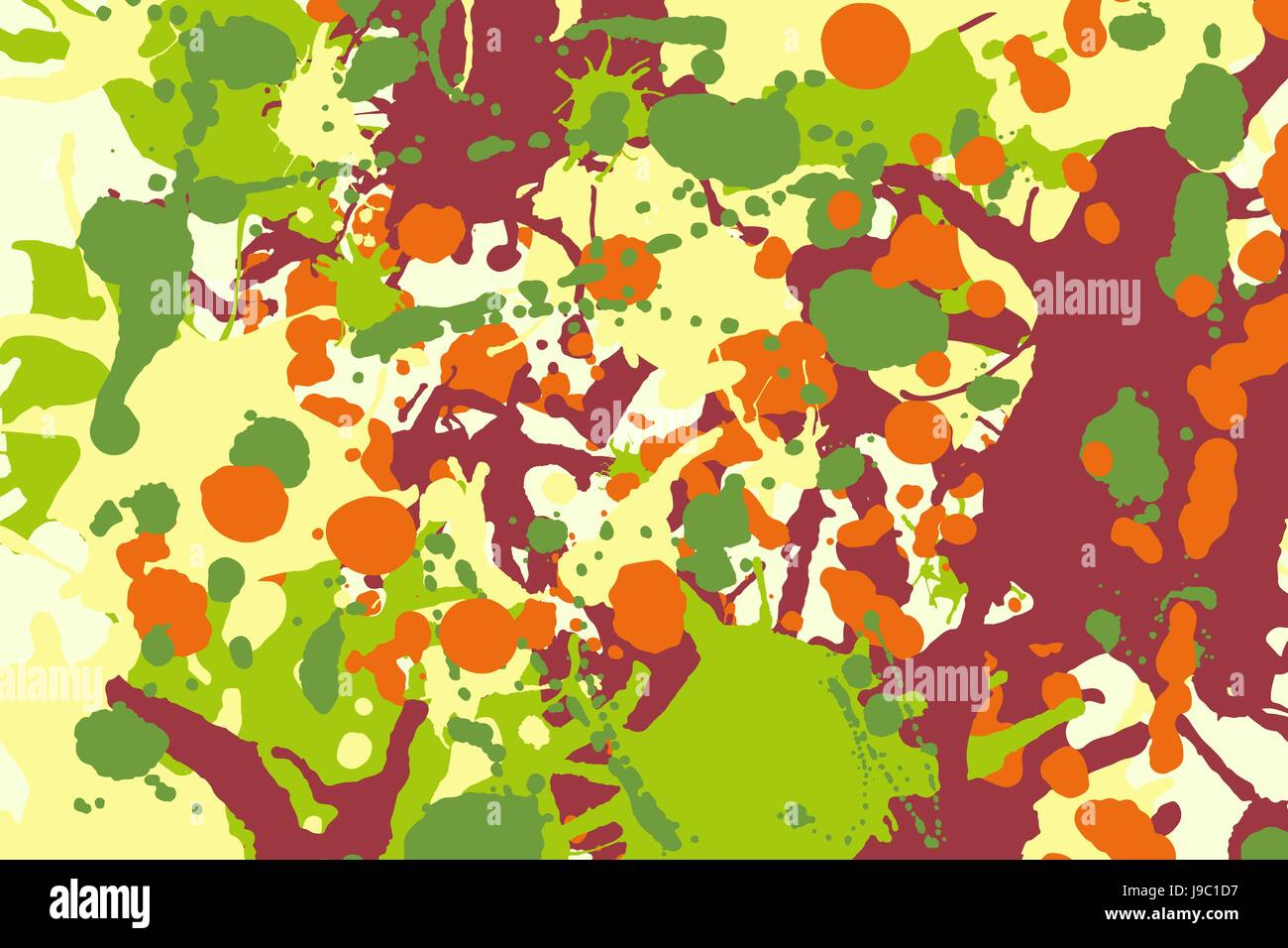 Maroon orange yellow green ink paint splashes vector colorful ...