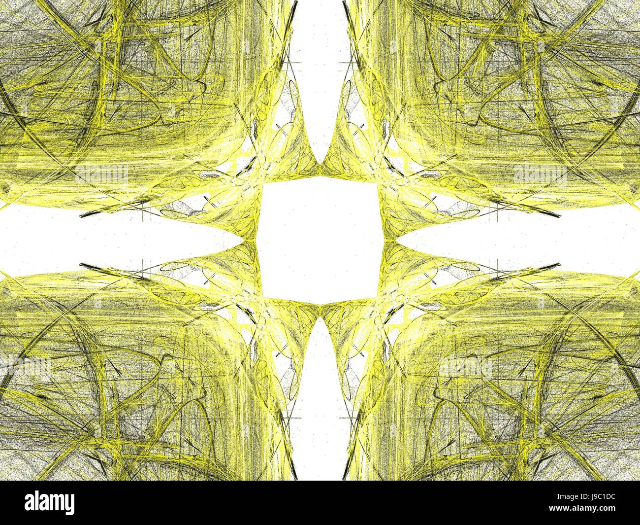 Abstract grunge dirty yellow symmetrical pattern on white background ...