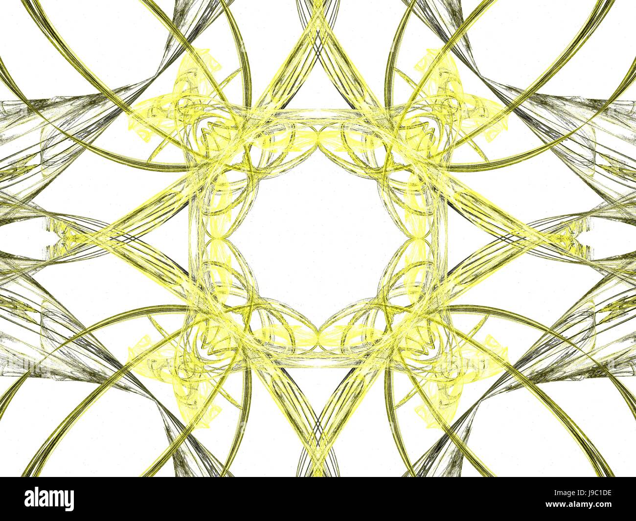 Abstract grunge dirty yellow symmetrical pattern on white background ...