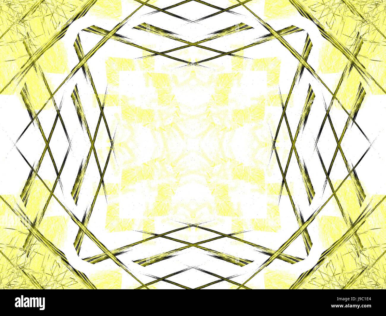 Abstract grunge dirty yellow symmetrical pattern on white background ...
