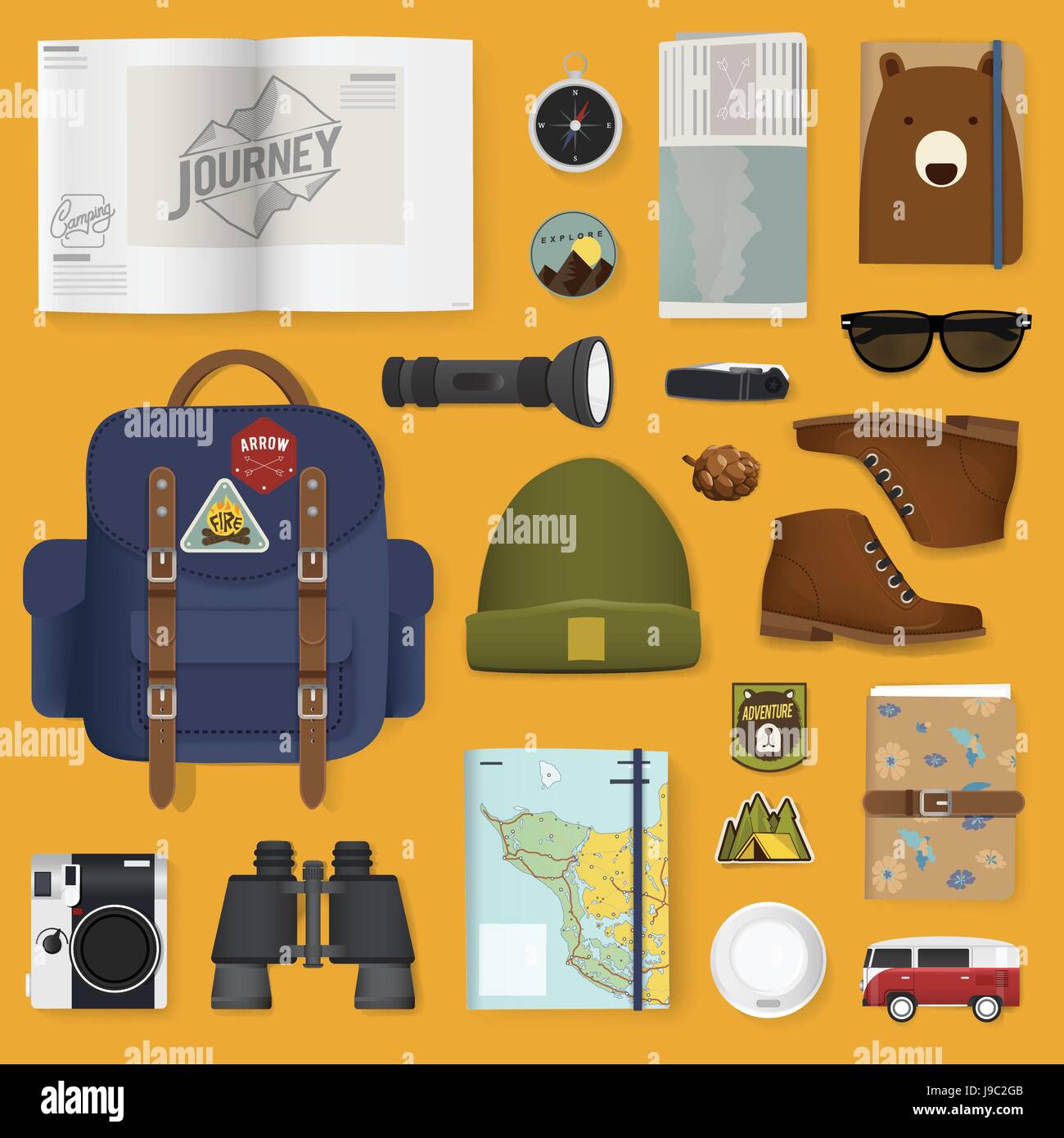 Mixed Set of Travel Packing Stuff Illustration Vector Stock Vector ...
