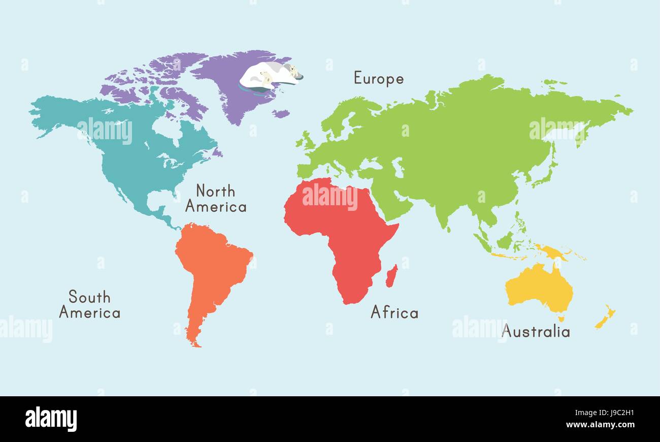 World Continent Map Location Graphic Illustration Stock Vector Image ...