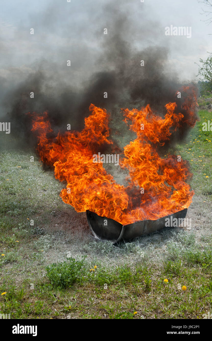 firemen training with quenching bath Stock Photo - Alamy