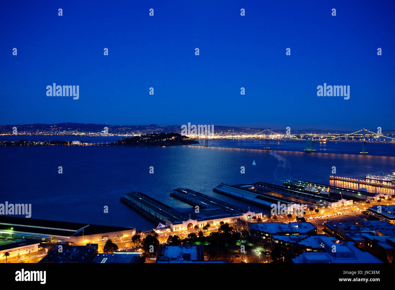 city, town, metropolis, bridge, night, nighttime, evening, california ...