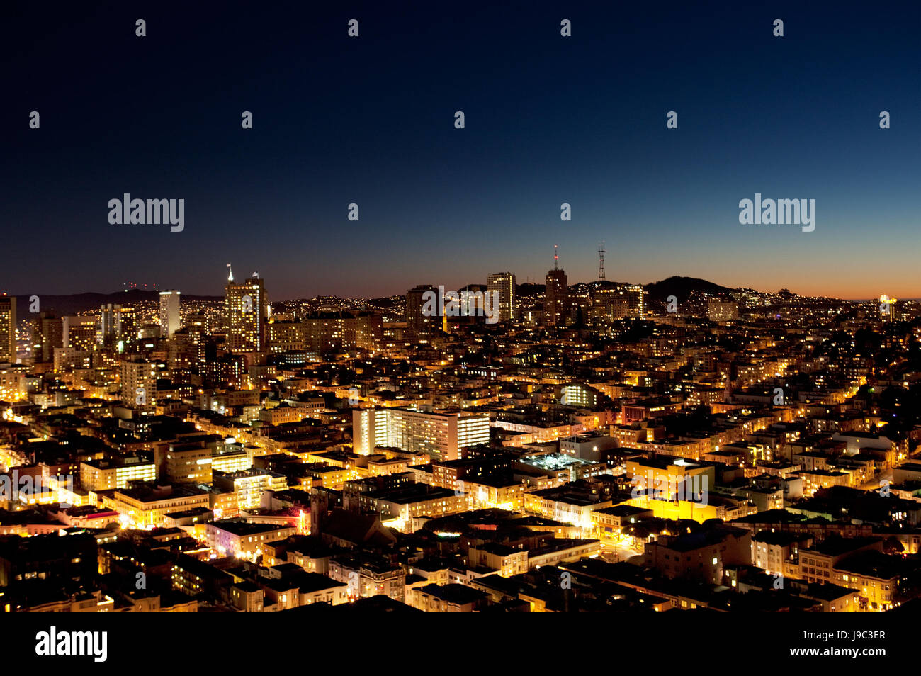 tower, city, town, night, nighttime, lights, evening, california, sight ...