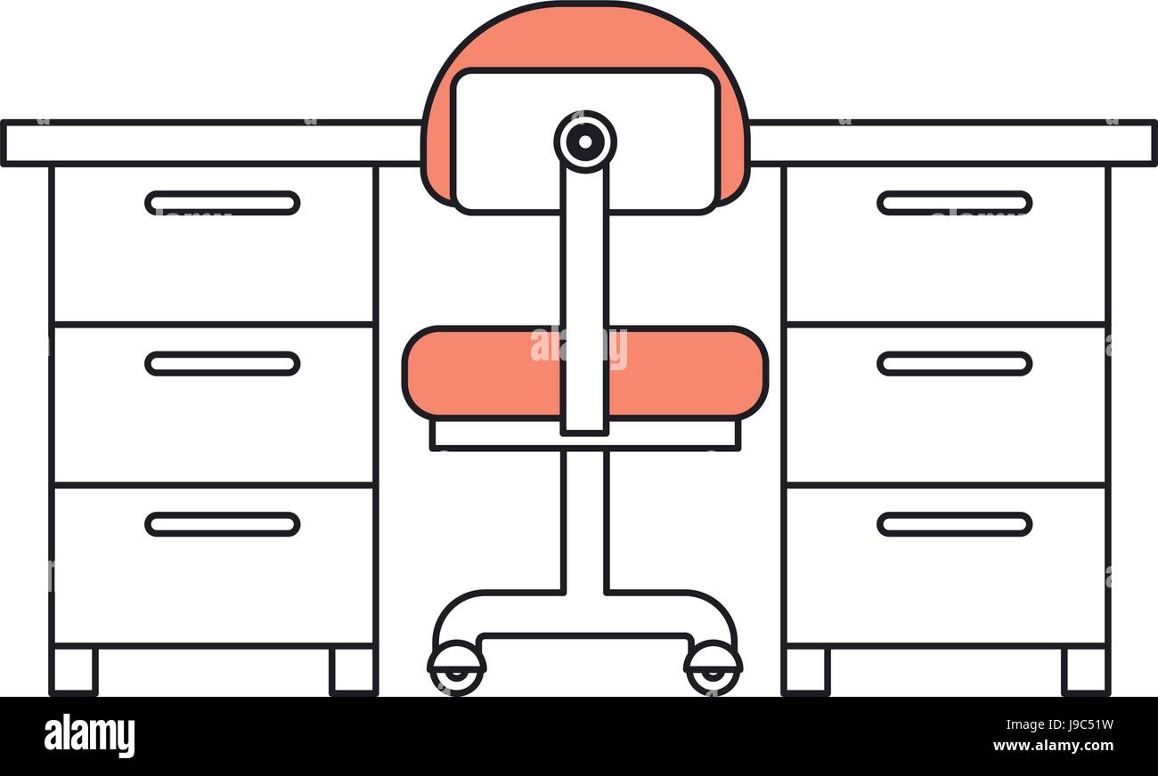 silhouette color sections of work place office interior Stock Vector ...