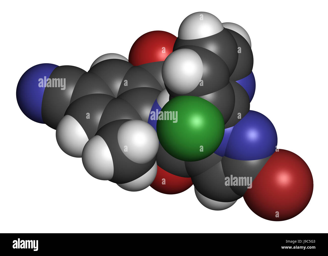Cyantraniliprole insecticide molecule (ryanoid class). 3D rendering ...