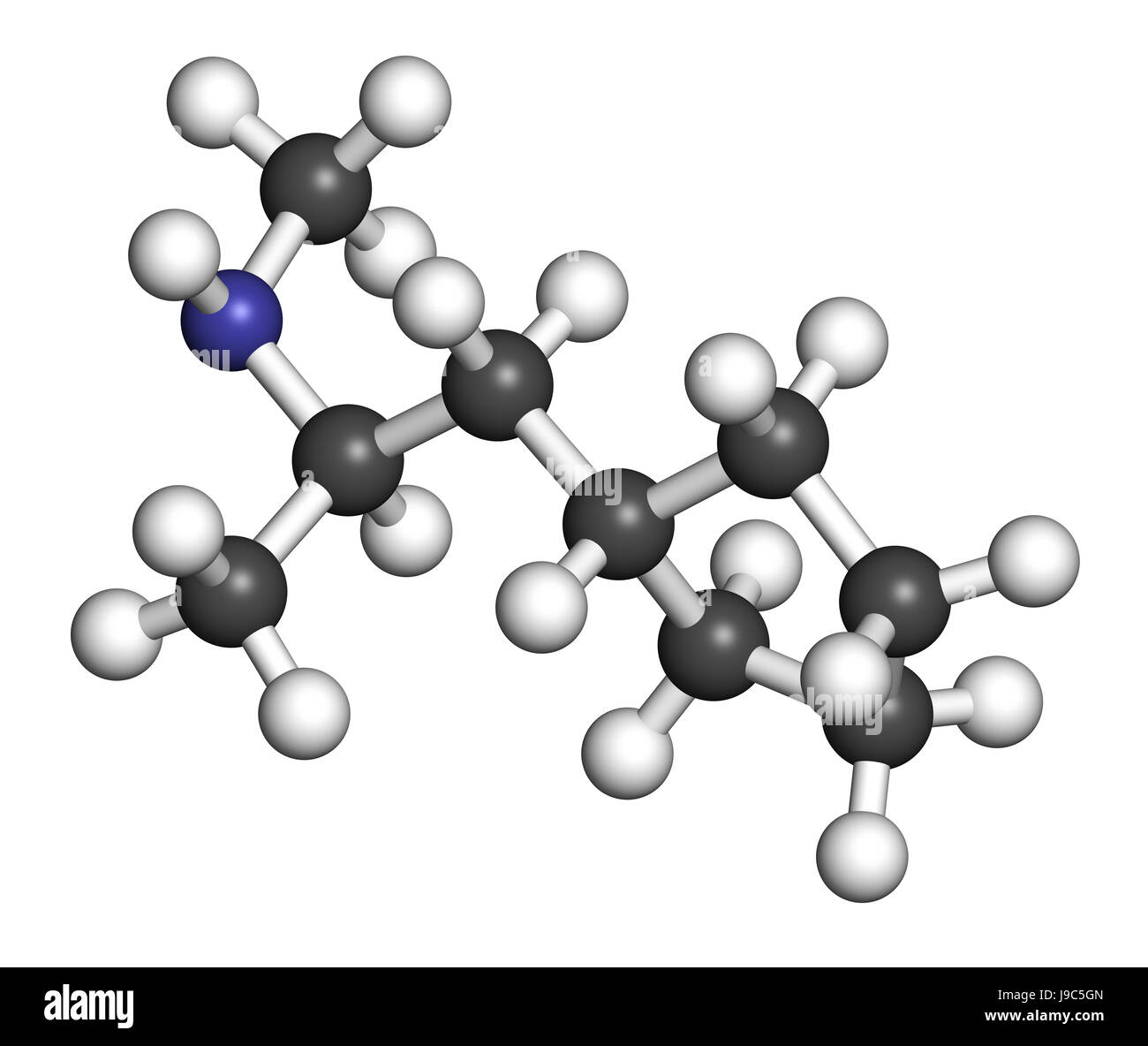 Cyclopentamine nasal decongestant drug molecule (largely discontinued ...